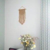 Blush Pink Macrame Wall Hanging, Dreamcatcher on 25cm Matt Gold Hoop ...