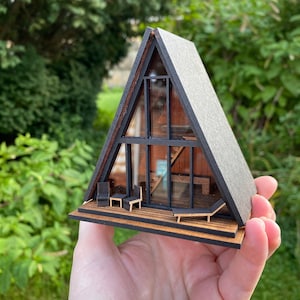 DIY Modern House Kit, Micro Dollhouse, Miniature Tiny House, Wooden ...