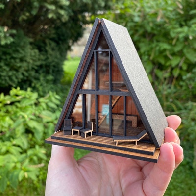 DIY Modern House Kit, Micro Dollhouse, Miniature Tiny House, Wooden ...