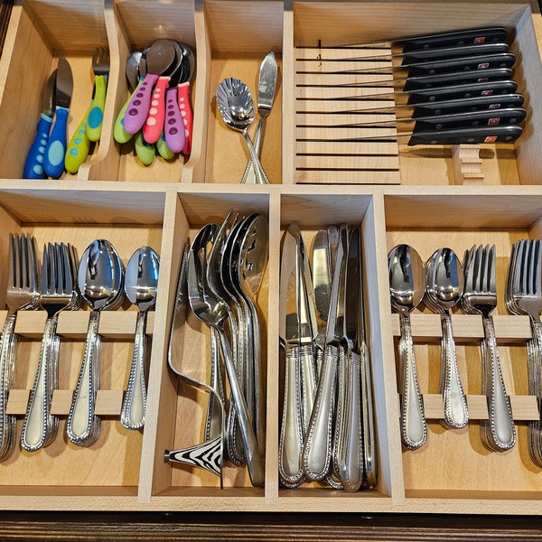 Custom Kitchen Drawer Organizer With Individual Cut Outs for Utensils ...