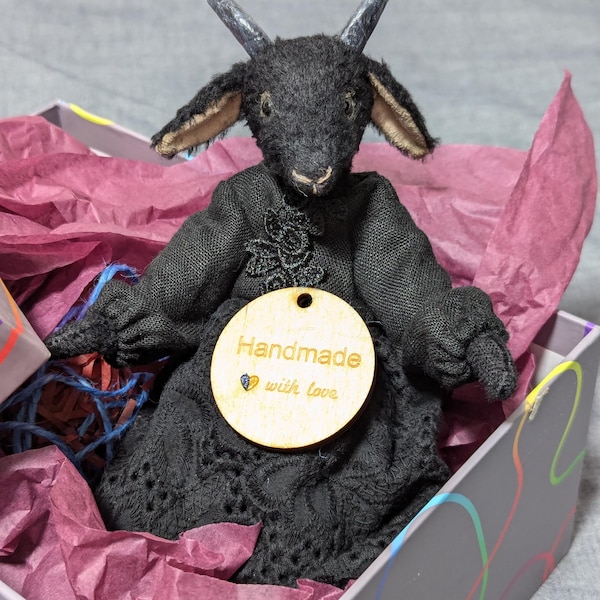Black Goat Doll, Teddy Goat, Goat Art Doll, Plush Goat, Stuffed Animals ...