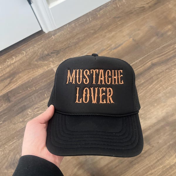 Embroidered Mustache Lover Trucker Hat, Mustache Lover Caps, Mustache ...