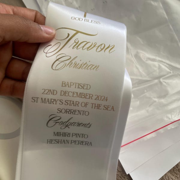 Personalized White Satin Confirmation Stole With Metallic Gold Print - Etsy