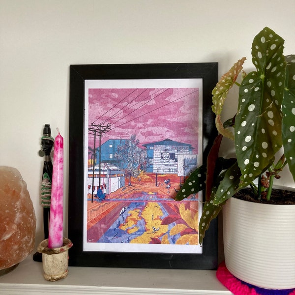 30x40 PRINT - Colourful Malaysian Landscape Collage - Hand Drawn ...