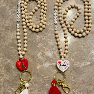 Iridescent Stars Beaded Teacher Lanyard - Etsy