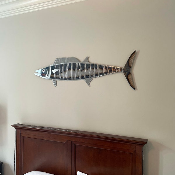 Huge Wahoo Fish Metal Wall Art - Hand Made Large Metal Fish Sculpture ...