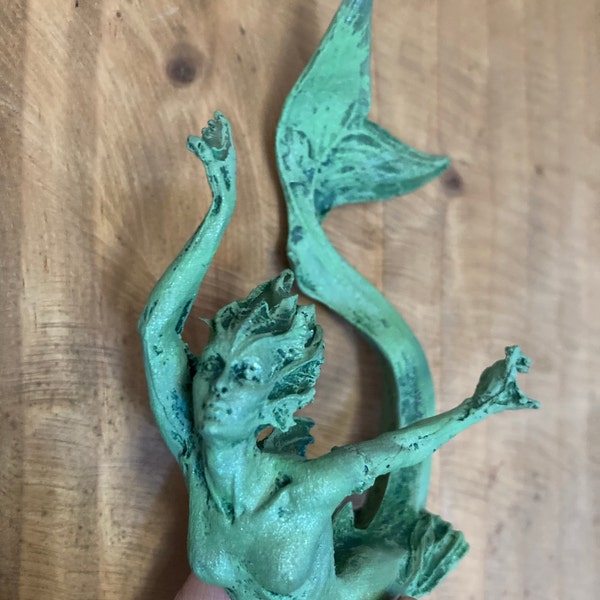 Mermaid Ornament, Hand Painted Resin Sculpture, Jade Finish| Mythical ...