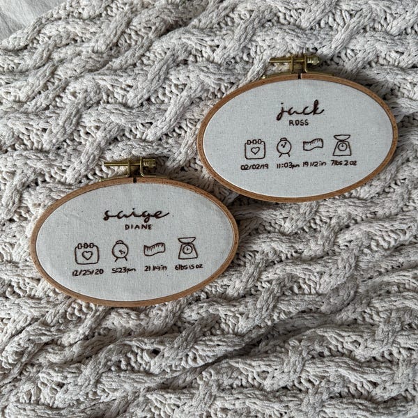 Hand Embroidered Baby Milestone Hoops: 1-12 Months - Etsy