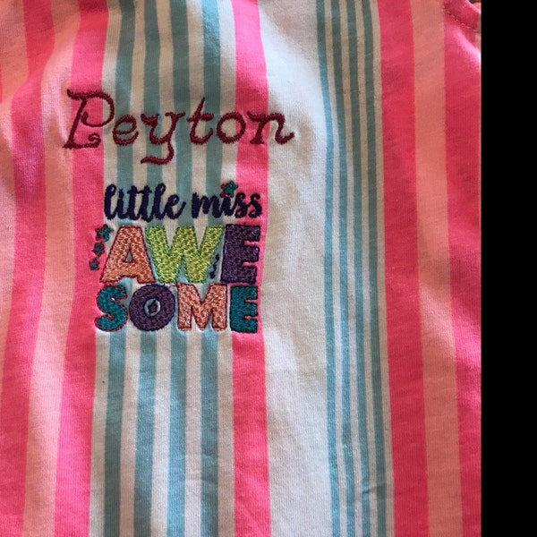 Little Miss Awesome - Filled Stitch Machine Embroidery Design - 4x4 5x7 ...