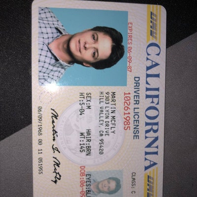 Marty Mcfly ID CARD Back to the Future Michael J Fox License Prop Mc ...