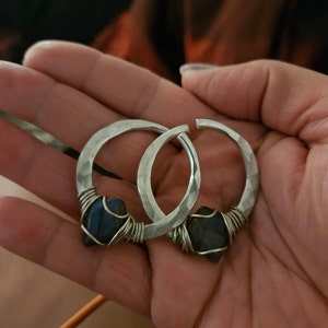 10 Gauge Ear Weights Blue Quartz Tunnel Hangers - Etsy