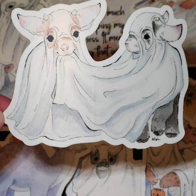 Spooky Ghost Goat Sticker - Etsy
