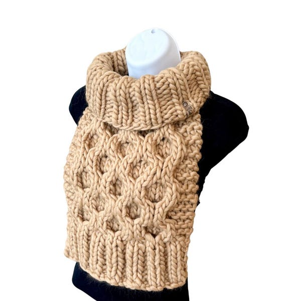 Knitting Pattern Braided Cable Shrug Chunky Sleeve Bulky Boho Cabled ...