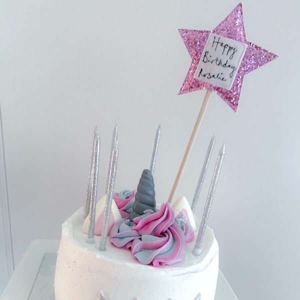 Sparkly Star Personalised Birthday Cake Topper - Etsy