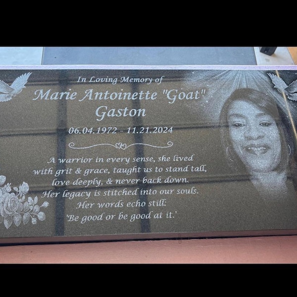 Absolute Black Granite Memorial Headstone - 12"x24" Flat Grave Marker ...