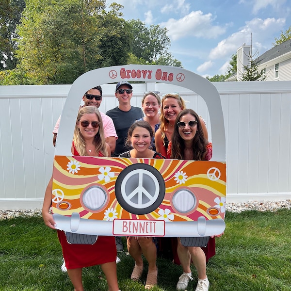 Hippie Van Photo Booth Frame Two Groovy Photo Booth Prop Custom Photo ...