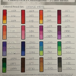 Colored Pencil Combinations Worksheet - Three Color Blend - Etsy