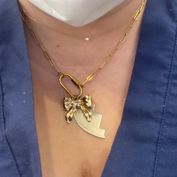 Puffy Initial Mini Bubble Letter Gold Filled Chain Necklace Stainless ...