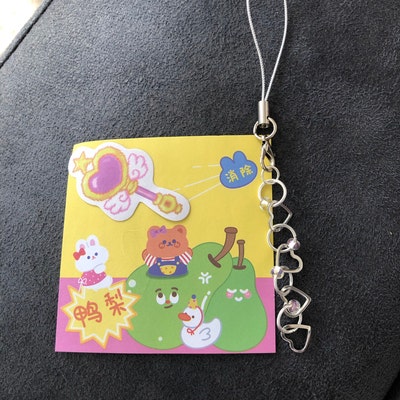 Heart Chain With Beads Phone Strap Beaded Keychain Charm Cute Girly ...