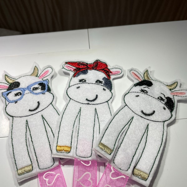 Little Cow Bookmark SET of 3 Types Cute Cow Feltie ITH in the Hoop ...