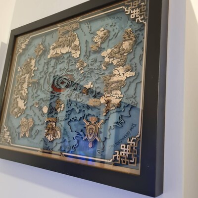 3D Realm of the Horde and the Alliance Wood Map Free Express Shipping ...