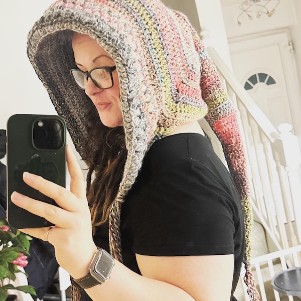 CROCHET Long Dragon Hood PATTERN, "lauwis" Elf Fae Pixie Hat Tutorial ...