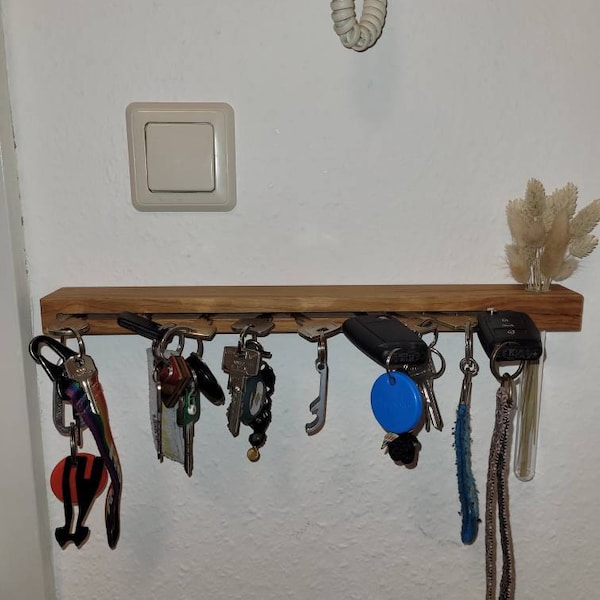 Wooden Key Holder With Vase for Flowers I Key Hooks Wall Decoration ...