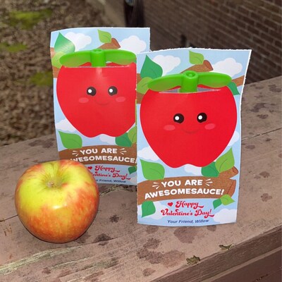 Applesauce Kids Valentine Printables, Awesomesauce, Classroom Valentine ...