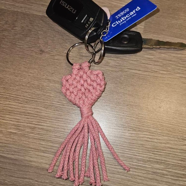 Mini Macrame Keychain/ Heart Keyring / Bag Accessories - Etsy