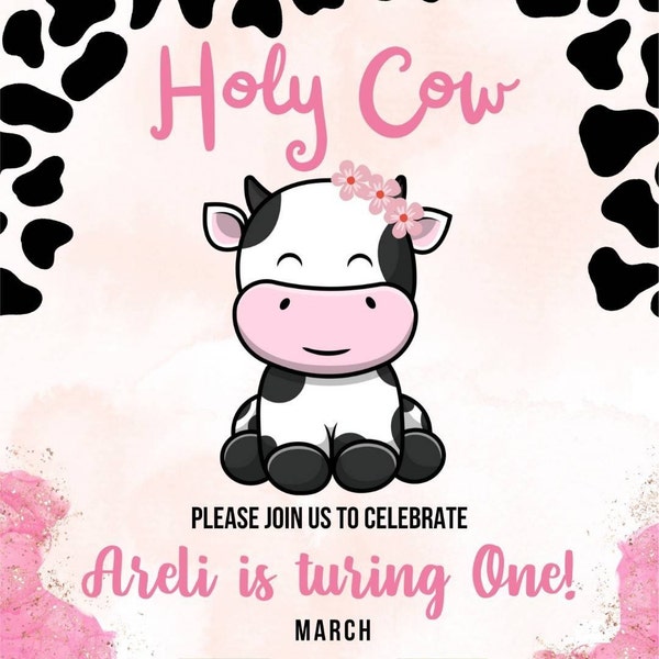 Holy Cow Birthday Invitation Template, Cow Thank You Tag (digital) - Etsy