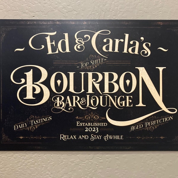 Personalized Bourbon Bar Sign | Bourbon Bar Sign | Bourbon Lounge Sign ...