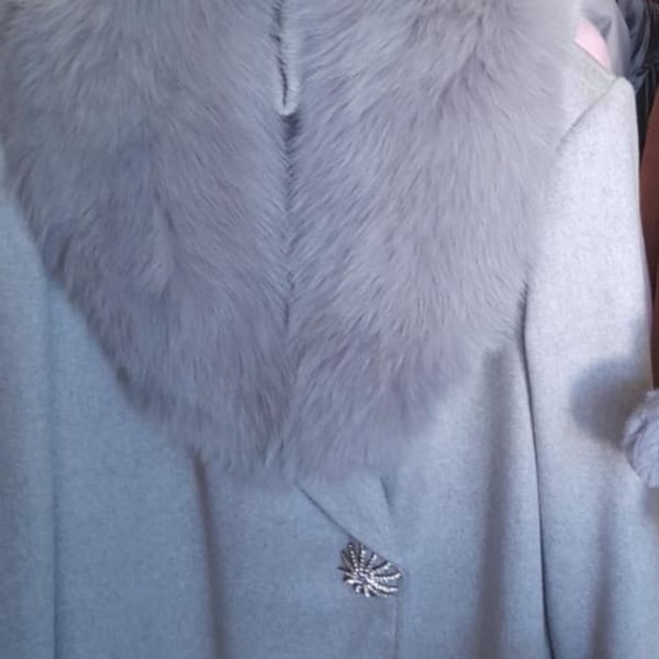 Blue Fox Fur Collar With Removable Scarf, Blue Fox Fur Collar for ...