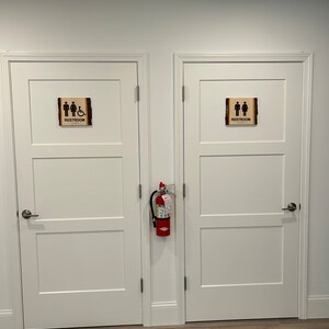 Recessed Wood Restroom Sign Set Modern Bathroom - Etsy