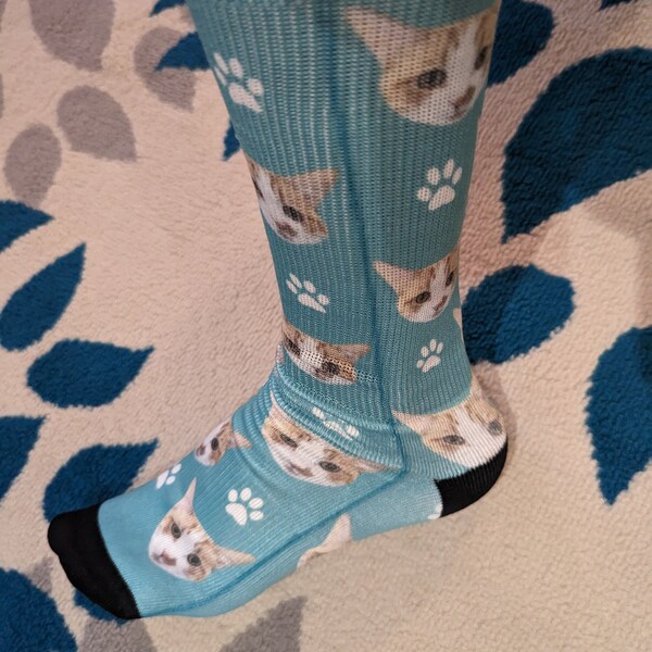 Custom Cat Face Socks, Personalized Pet Photo Socks, Custom Printed on ...