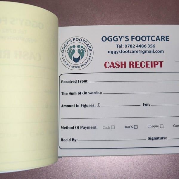 2 X A6 Personalised Duplicate Receipt Books/cash Receipts Full Colour ...