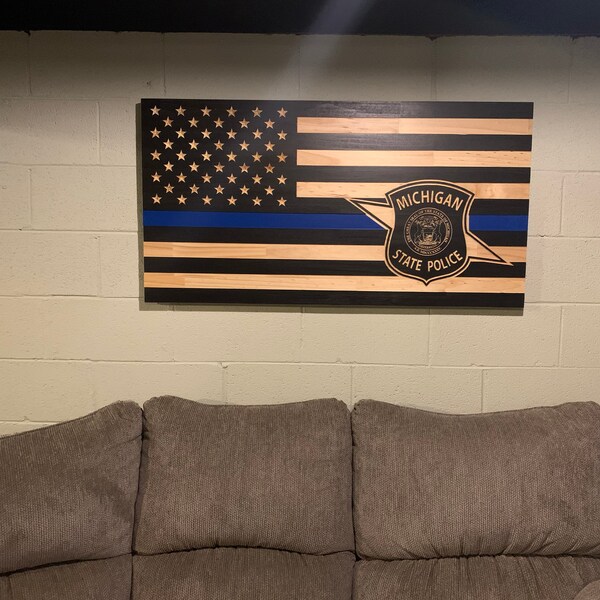 Michigan State Police Thin Blue Line Subdued American Flag - Etsy