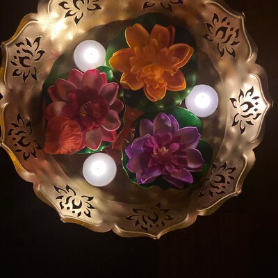 Diwali Gift Iron Lotus Diya Urli Set/urli With Stand/urli With Bowl ...