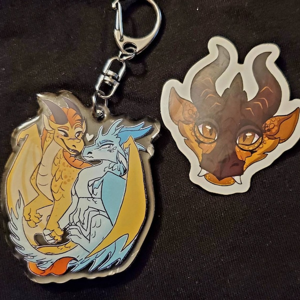 Qibli and Winter [ Wings of Fire WOF Sandwing Icewing Arylic Charm ] - Etsy