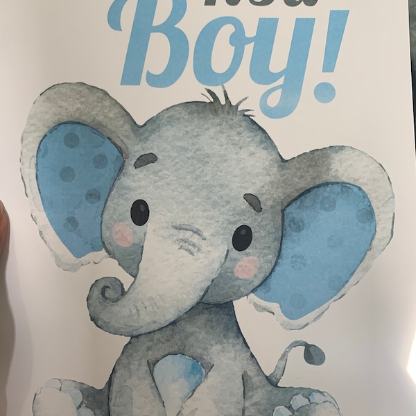 Peanut Elephant Centrepiece for Baby Boy Shower in Light Blue & Gray ...