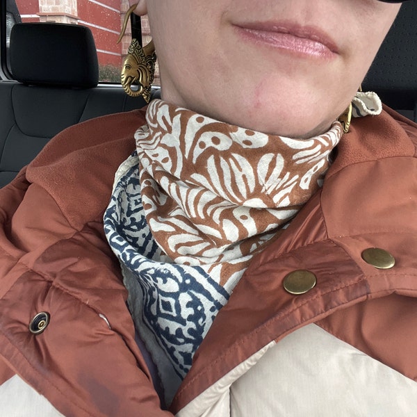 Hand Block Print Cotton Bandana: Bohemian Neck Scarf - Etsy