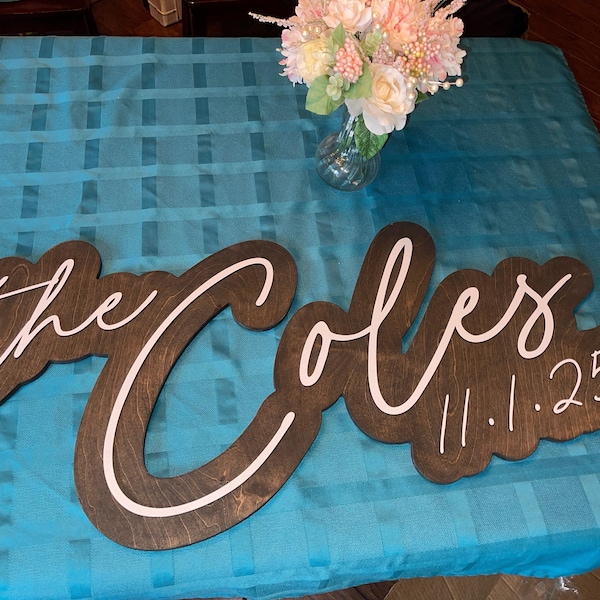 Large Last Name Sign, Cut Out Last Name Sign, Wedding Name Sign, Double ...