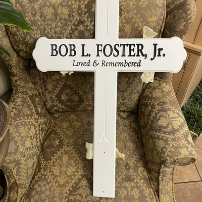 The Standard Extra Memorial Cross With Extra Text Line - Etsy