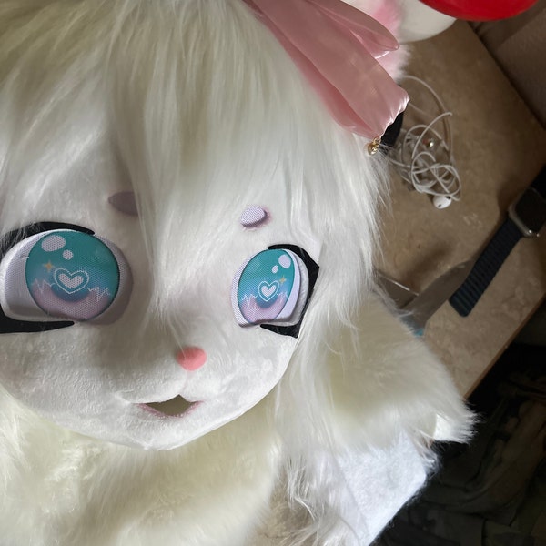 Kig Head Fursuit Furry Head Japan Style,white Cat Mask, Mask King Cat ...