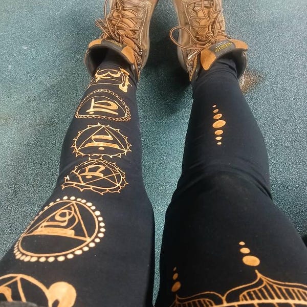 Hand-drawn Bleach-art Leggings. "arrow Moon" Design. Hippy Yoga ...