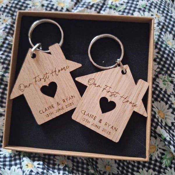 First Home Gift Keyrings | Oak Our First Home Keyrings | My First Home ...