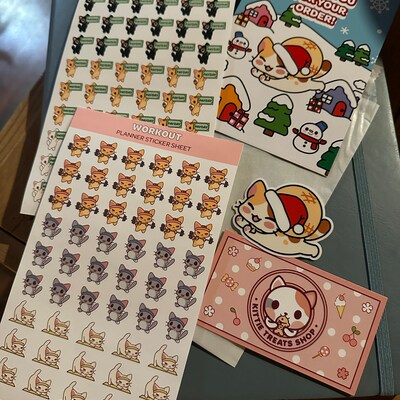 Kawaii Cat Workout Planner Stickers, Workout Reminders, Cute Planner ...