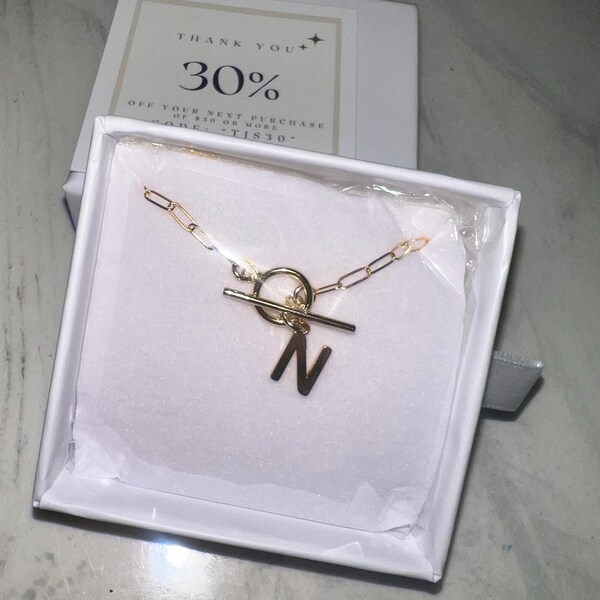 14k Gold Filled Paperclip Chain Necklace With Mini Toggle Closure, Gold ...