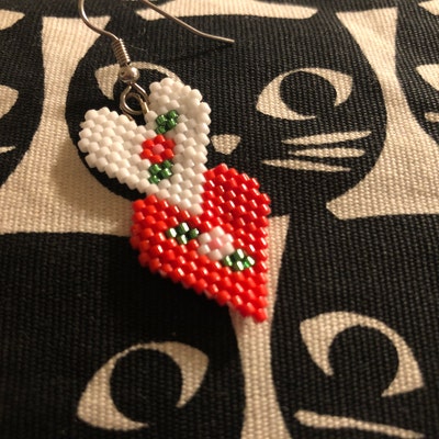 Native American Style Beaded Valentine's Heart Earrings, Beaded Heart ...