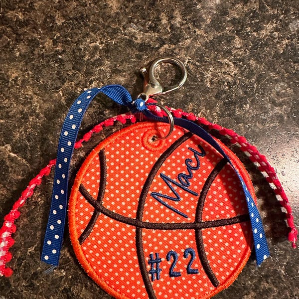 Basketball Tag in the Hoop Embroidery Design 4 Sizes, Bag Tag, in the ...