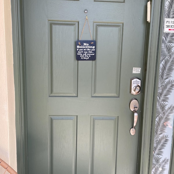 Fun | No Soliciting | Crazy Wife | Front Door Sign | Door Hanger - Etsy